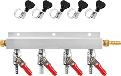 Wellbom Co2 Manifold 4 Way Co2 Gas Distributor 516 Barb