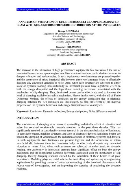 Pdf Analysis Of Vibration Of Euler Bernoulli Clamped Laminated Beam