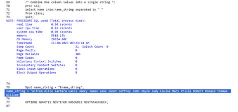Sas How To Combine Column Values Into A Single String Learn Sas Code