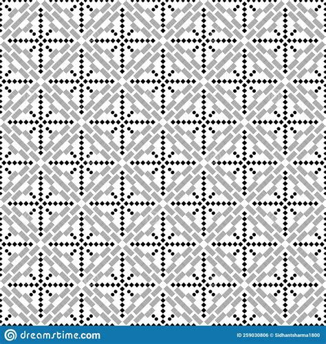 Vector Seamless Black And White Geometrical Pattern Leafs Shapes