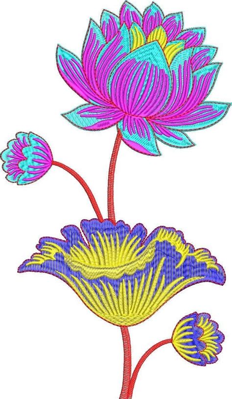 Floral Motif Embroidery Flower Design File W 7 81 In H 12 23 In