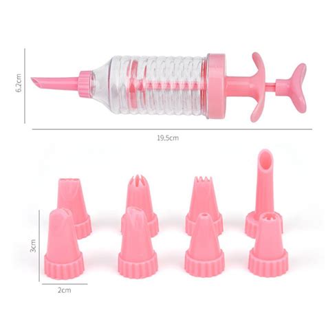 Badu Bg 8бр Дюзи за тръби със спринцовка Инжектор Пластмасова дюза за печене на сметана