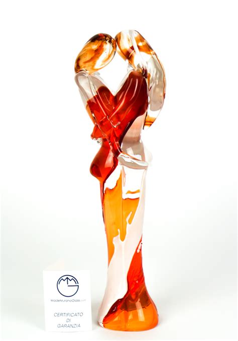 Lovers Sculpture Orange And White Made Murano Glass Made Murano Glass