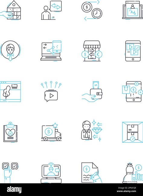 E Commerce World Linear Icons Set Marketplace Retail Online Shopping Platform Digital