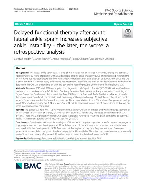 Pdf Delayed Functional Therapy After Acute Lateral Ankle Sprain
