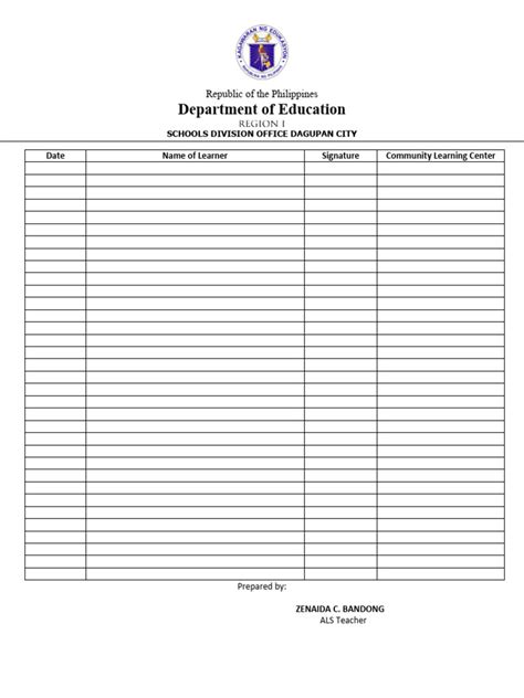 Learners Attendance Pdf