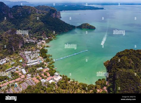 Aerial View Of Railay And Phra Nang Cave Beach In Krabi Thailand Stock