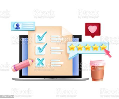 온라인 벡터 설문 조사 인터넷 피드백 디지털 설문지 양식 개념 노트북 화면 별 0명에 대한 스톡 벡터 아트 및 기타 이미지 0명 개념 검사 보기 Istock