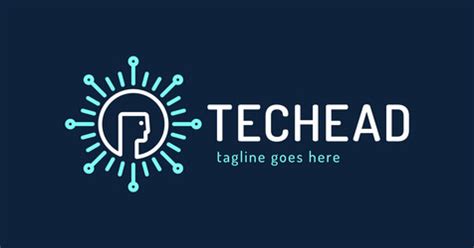 Head Tech Logo Pixel Logo Concept Robotic Vector Image