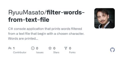 Github Ryuumasatofilter Words From Text File C Console Application That Prints Words