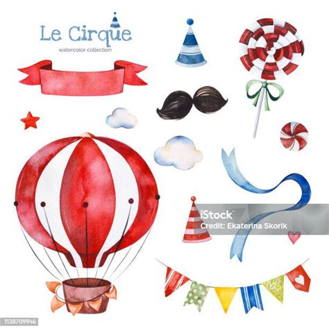 화려한에 어 발 롱 새 구름 갈 랜드 리본 배너 꽃다발 등의 일러스트 서커스 오락 행사에 대한 스톡 벡터 아트 및 기타 이미지 서커스 오락 행사 모자 모자류 갈란드