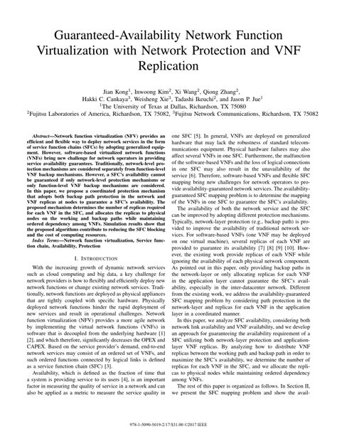 pdf guaranteed availability network function virtualization with network protection and vnf