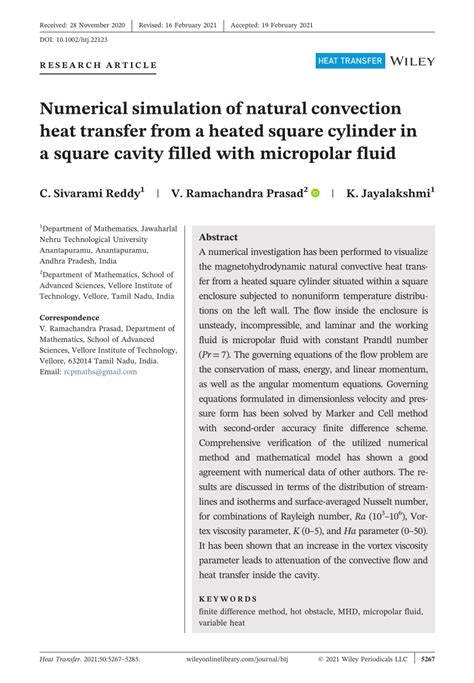 Numerical Simulation Of Natural Convection Heat Transfer From A Heated