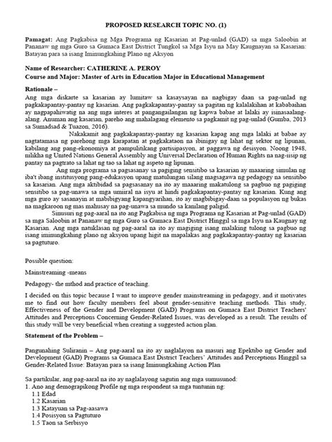 Proposed Research Topics Tagalog Pdf