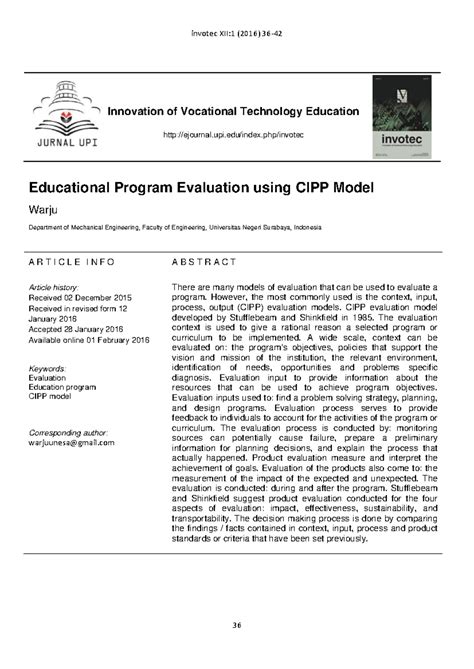 Educational Program Evaluation Using Cipp Model Innovation Of