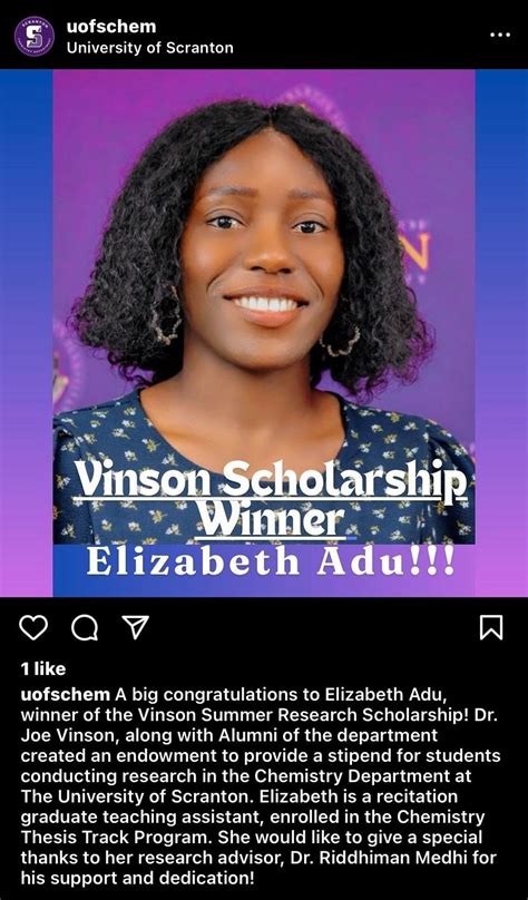 Elizabeth Adu On Linkedin Im Excited To Win The Vinson Summer Award