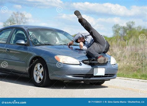 Man Being Hit By Car Stock Image Image Of Male Action 71158431