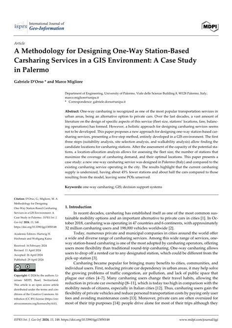 Pdf A Methodology For Designing One Way Station Based Carsharing Services In A Gis Environment