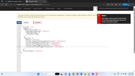 Updating Hostjson Using Azure Portal Microsoft Qanda
