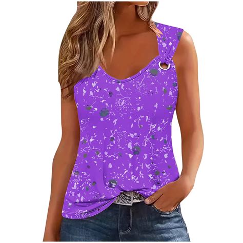 Ckpwisy Summer Tank Tops For Women Loose Fit Scoop Neck O Ring Shoulder