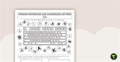 Recognising Uppercase And Lowercase Letters On A Keyboard Worksheet