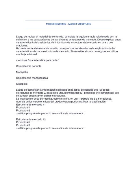 SOLUTION Microeconomics Market Structures Studypool