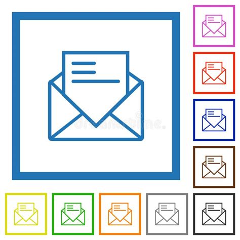 Open Mail With Blank Letter Outline Round Flat Multi Colored Icons Stock Vector Illustration