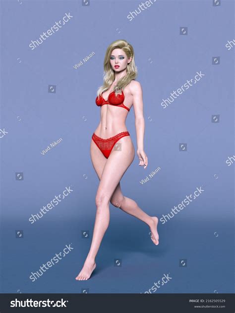 Beautiful Sexy Woman Red Lace Lingerieintimate Stock Illustration