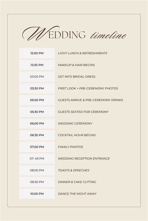 The Ultimate Wedding Day Timeline For 6pm Ceremony Finds For Her