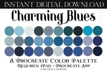 Charming Blues Procreate Color Palette 30 Swatches By Zara Roza