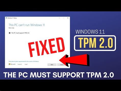 Windows 11 Cant Run On This Pc Tpm 2 0 Bypass Tpm Error