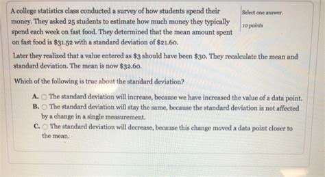 Solved A College Statistics Class Conducted A Survey Of How Chegg