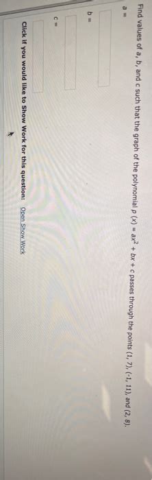 Solved Find Values Of A B And C Such That The Graph Of The