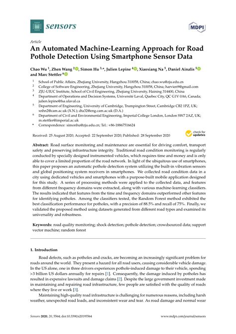 Pdf An Automated Machine Learning Approach For Road Pothole Detection