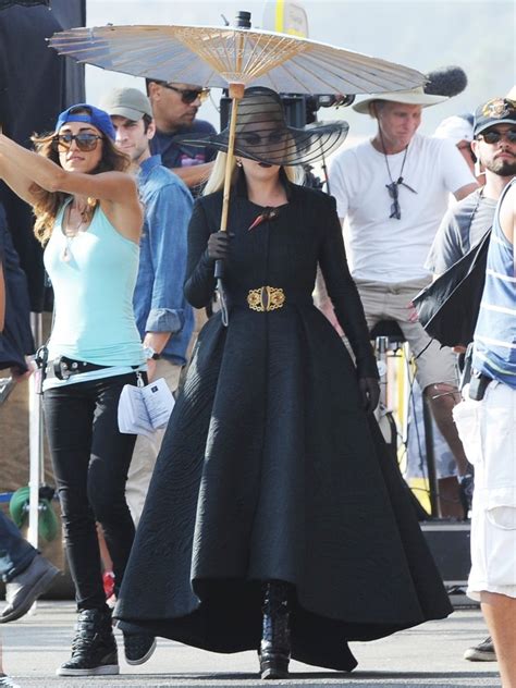 Lady Gaga Picture 1204 Lady Gaga Dress In All Black For A Beach