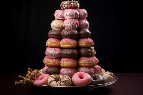Premium Photo Donut Stack A Gourmet Indulgence Generated