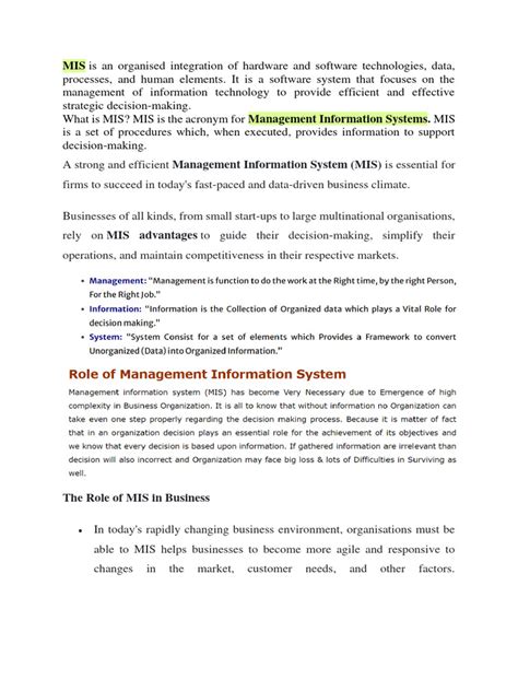 Mis Is An Organised Integration Of Hardware And Software Technologies Data Download Free Pdf