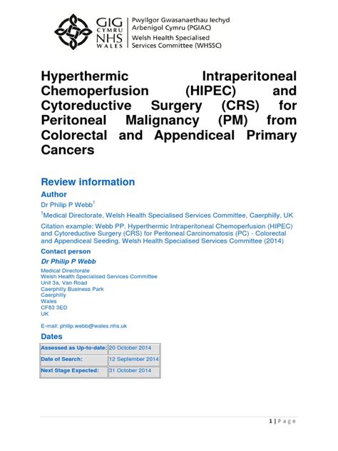 Hipec And Cytoreductive Surgery Pdfdrive Pdf Cancer