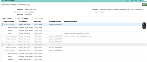 how we can fetch cancel or reject reason for procurement requisition in