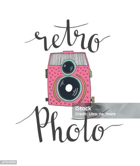 세련 된 레터링 벡터 일러스트 레이 션 레트로 사진 카메라입니다 광학 기기에 대한 스톡 벡터 아트 및 기타 이미지 광학 기기 귀여운 드로잉 Istock