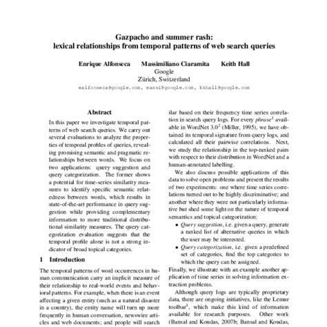 Gazpacho And Summer Rash Lexical Relationships From Temporal Patterns Of Web Search Queries