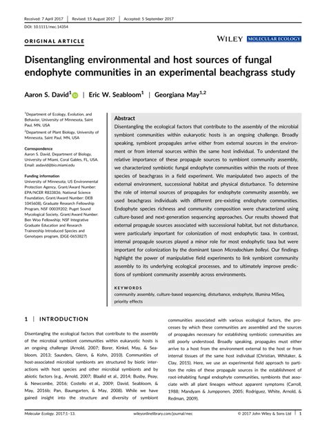 Pdf Disentangling Environmental And Host Sources Of Fungal Endophyte Communities In An