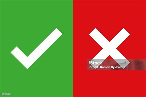 Ya Tidak Ada Tandatanda Pada Warna Hijau Dan Merah Ikon Daftar Periksa