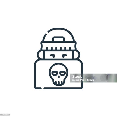 흰색 배경에서 격리된 해커 벡터 아이콘입니다 개요 웹 사이트 디자인 및 모바일 응용 프로그램 개발을위한 얇은 라인 해커 아이콘 씬 라인 해커 개요 아이콘 벡터 그림입니다