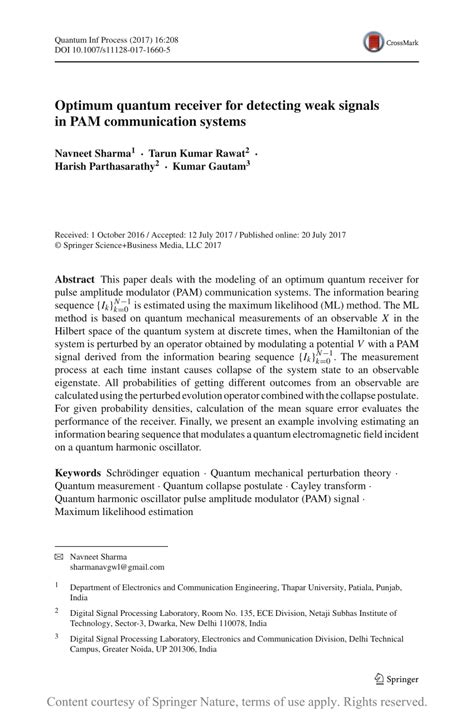 optimum quantum receiver for detecting weak signals in pam