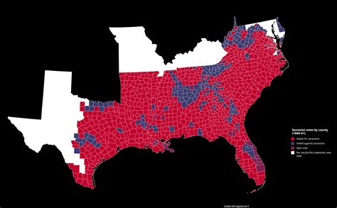 American Civil War Secession Votes By County Rmapporn