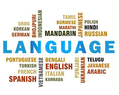 Word Cloud Of Language In The World Vector Illustration Stock