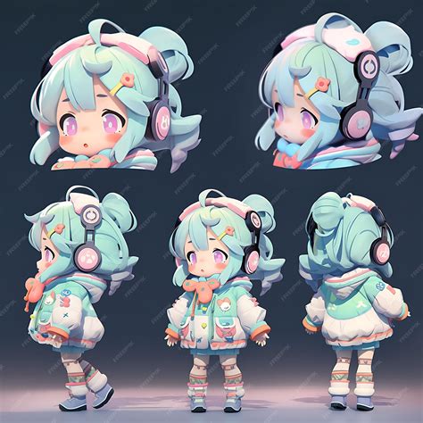 Chibi Kawaii Manga Aquarela Arte Cute Chibi Personagens Em Anime Pose