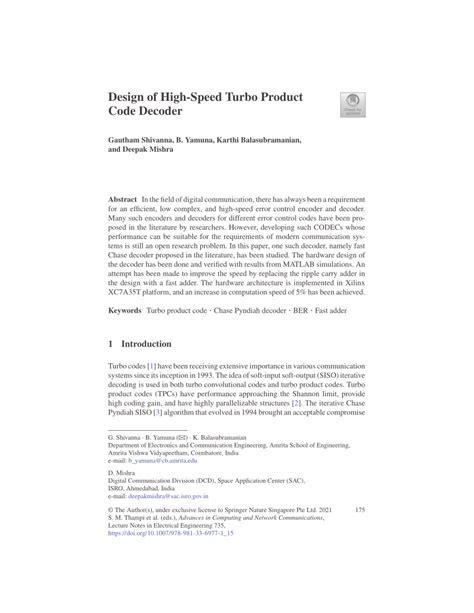 Pdf Design Of High Speed Turbo Product Code Decoder