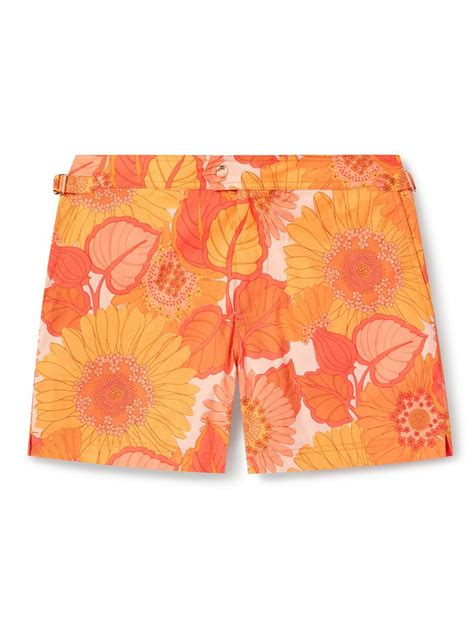 Tom Ford Slim Fit Short Length Floral Print Swim Shorts Orange Tom Ford